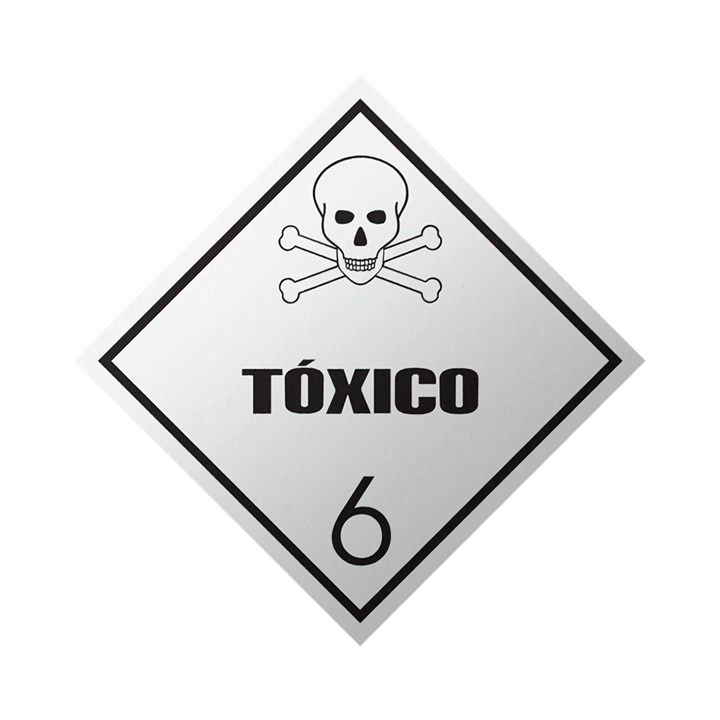 ROTULO RISCO CLASSE 6 TOXICO SP61 2MM 30X30CM | Abrafer